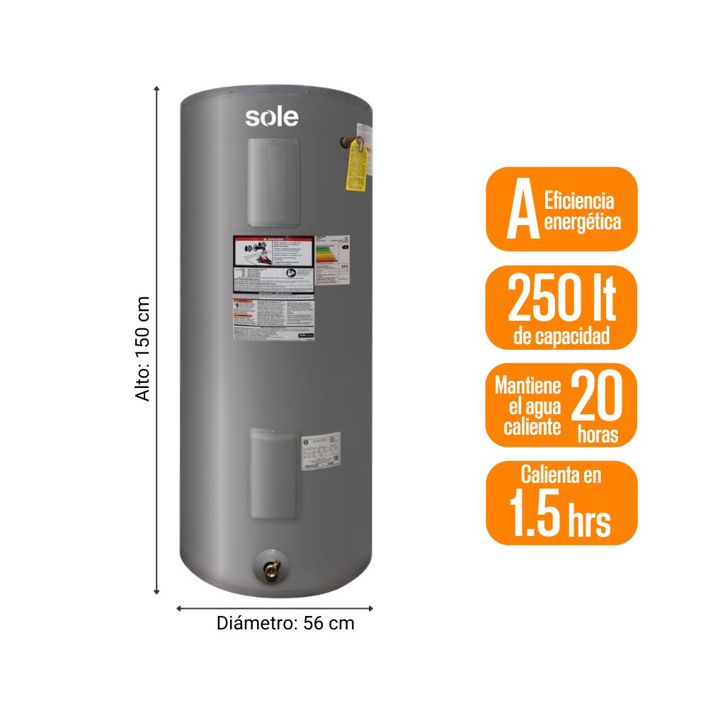 Terma Eléctrica Sole Acumulación 250L + Accesorios | plazaVea - plazaVea