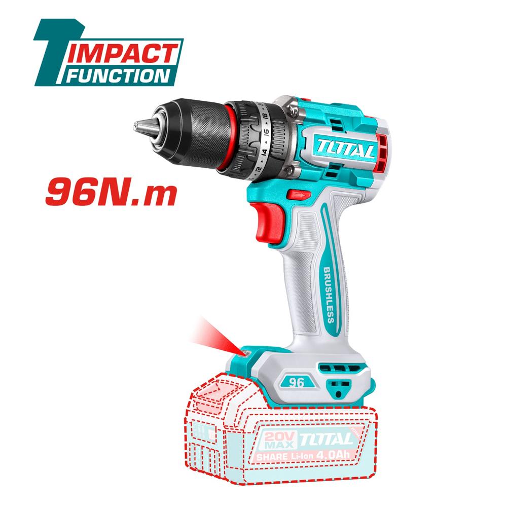 Taladro Percutor 96nm + Llave de impacto 1350nm Industrial Total ...