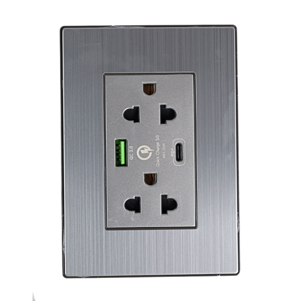 Tomacorriente Doble Universal Orange Inox Lt USB + C 20w | plazaVea ...