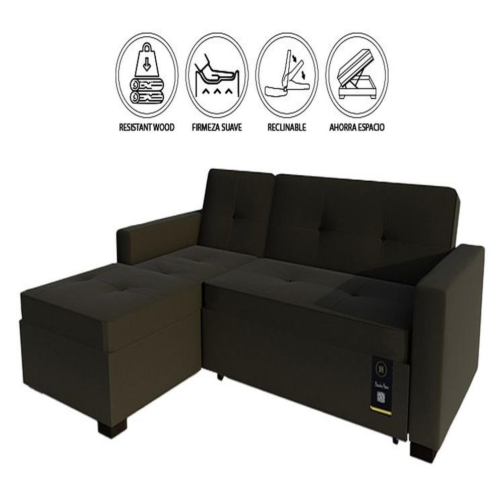 Sofá Cama Multifuncional Debar Izquierdo 3 Cuerpos - Chocolate Oscuro | PlazaVea - plazaVea