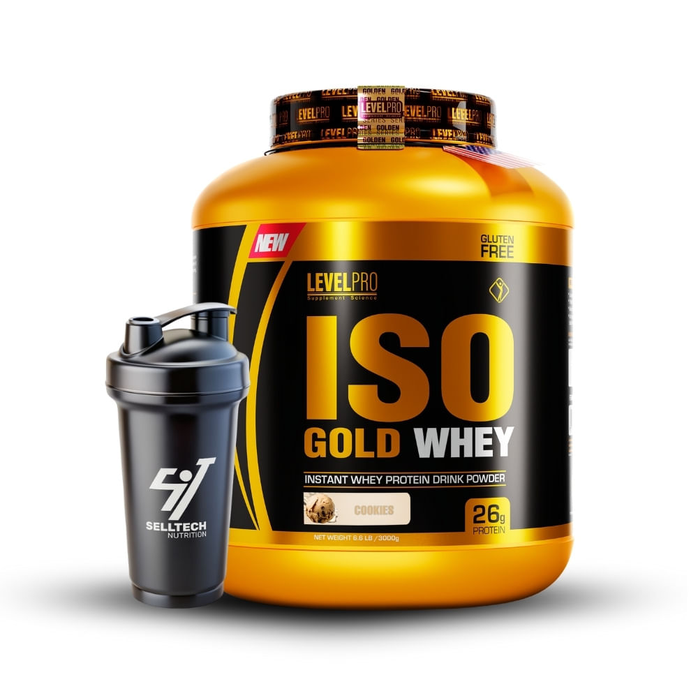 Proteína Isolate Iso Gold Whey 6.6Lbs Cookies + Shaker | PlazaVea ...