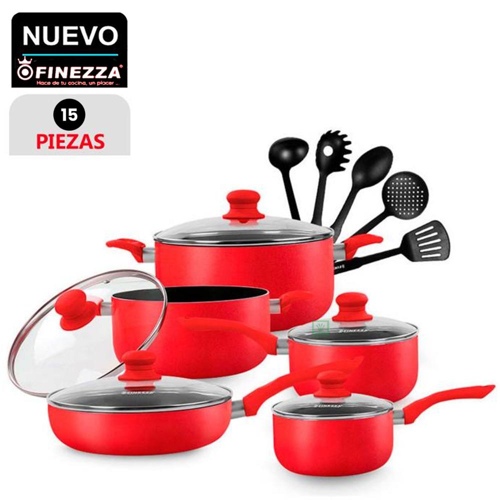 Set de Ollas Antiadherentes Finezza FZ-1655T Rojo | PlazaVea - plazaVea
