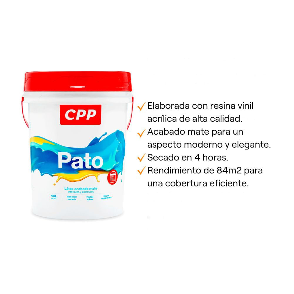 COMBO Pintura Latex Pato CPP Blanco 4 galones + Sellador CPP 4 galones - plazaVea