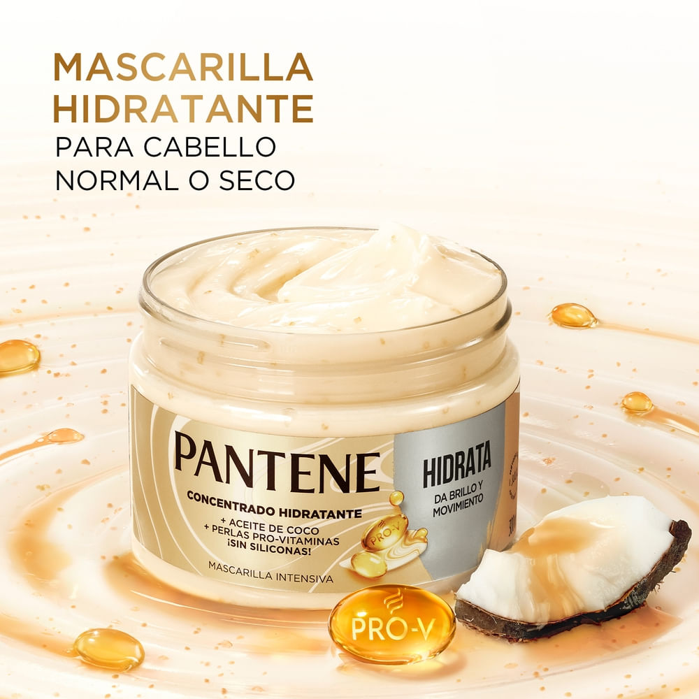 Mascarilla Tratamiento Capilar PANTENE Pro-V Miracles Hidrata, Da Brillo y Movimiento Pote 300ml ...