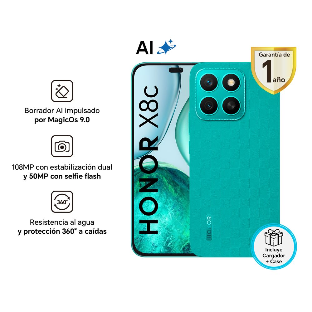 Smartphone HONOR X8C 6.7" 8GB 256GB 108MP+5MP Verde | plazaVea - plazaVea