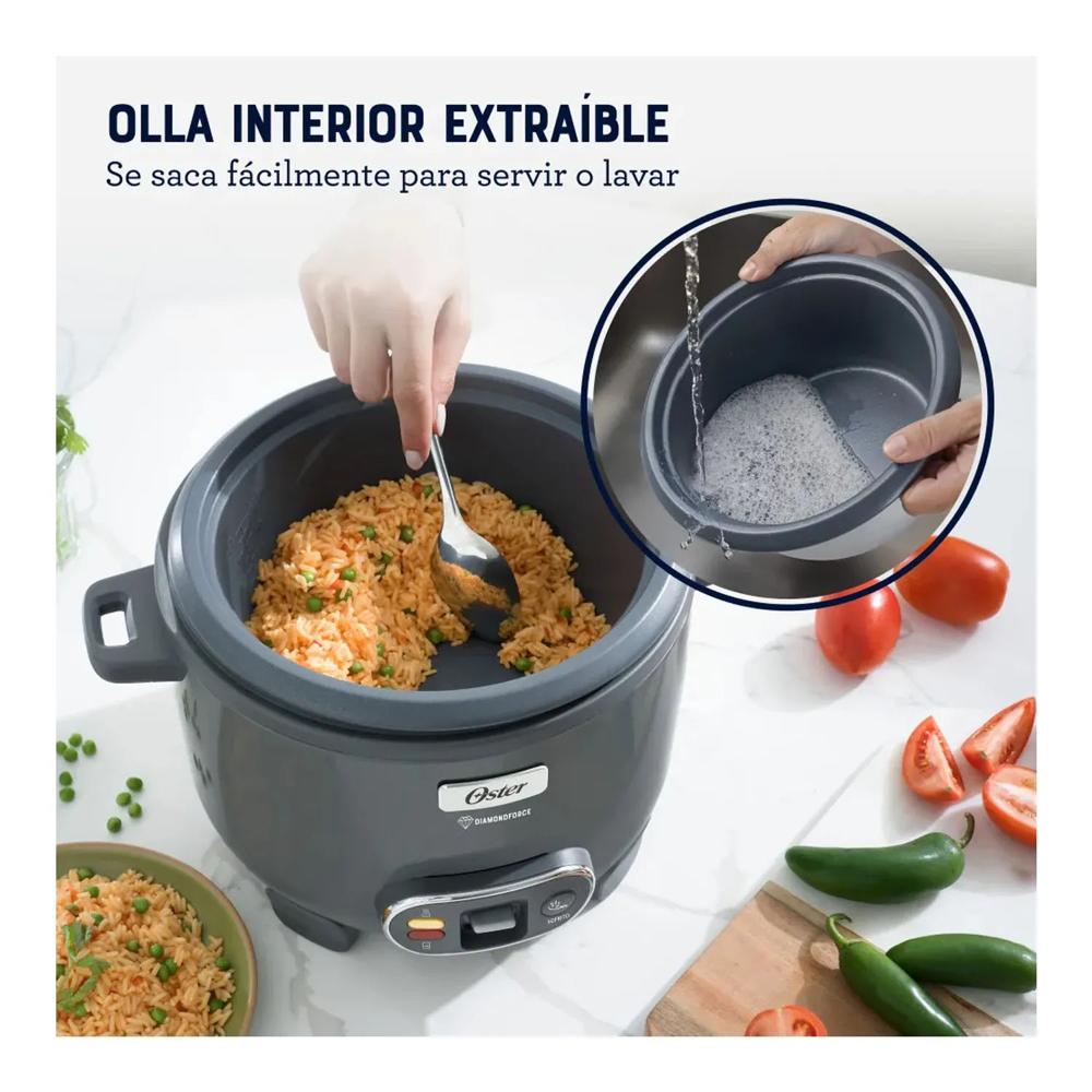 Olla Arrocera Oster 12 Tazas 3 en 1 Función de Sofrito Vaporera Gris | plazaVea - plazaVea