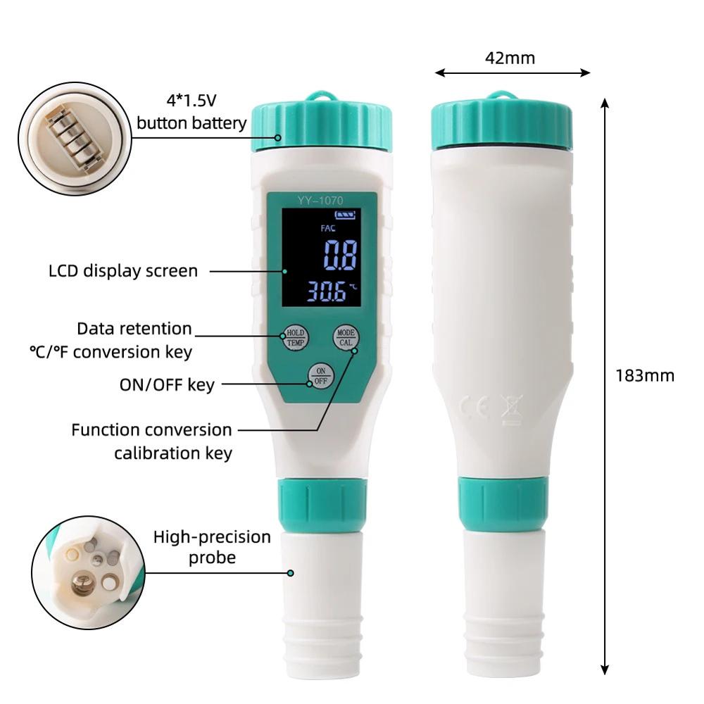 Medidor Digital de Cloro y PH 7 en 1 FAC PH EC TDS Sal ORP Temperatura | plazaVea - plazaVea