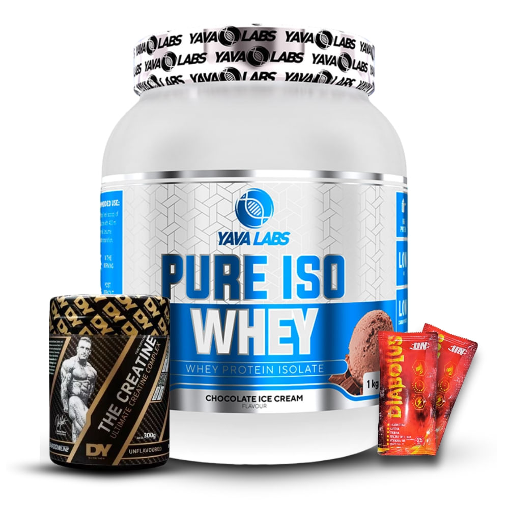 Proteína Yava Labs Iso Whey 1Kg Chocolate+Creatina Dorian Yates 300Gr+2 ...