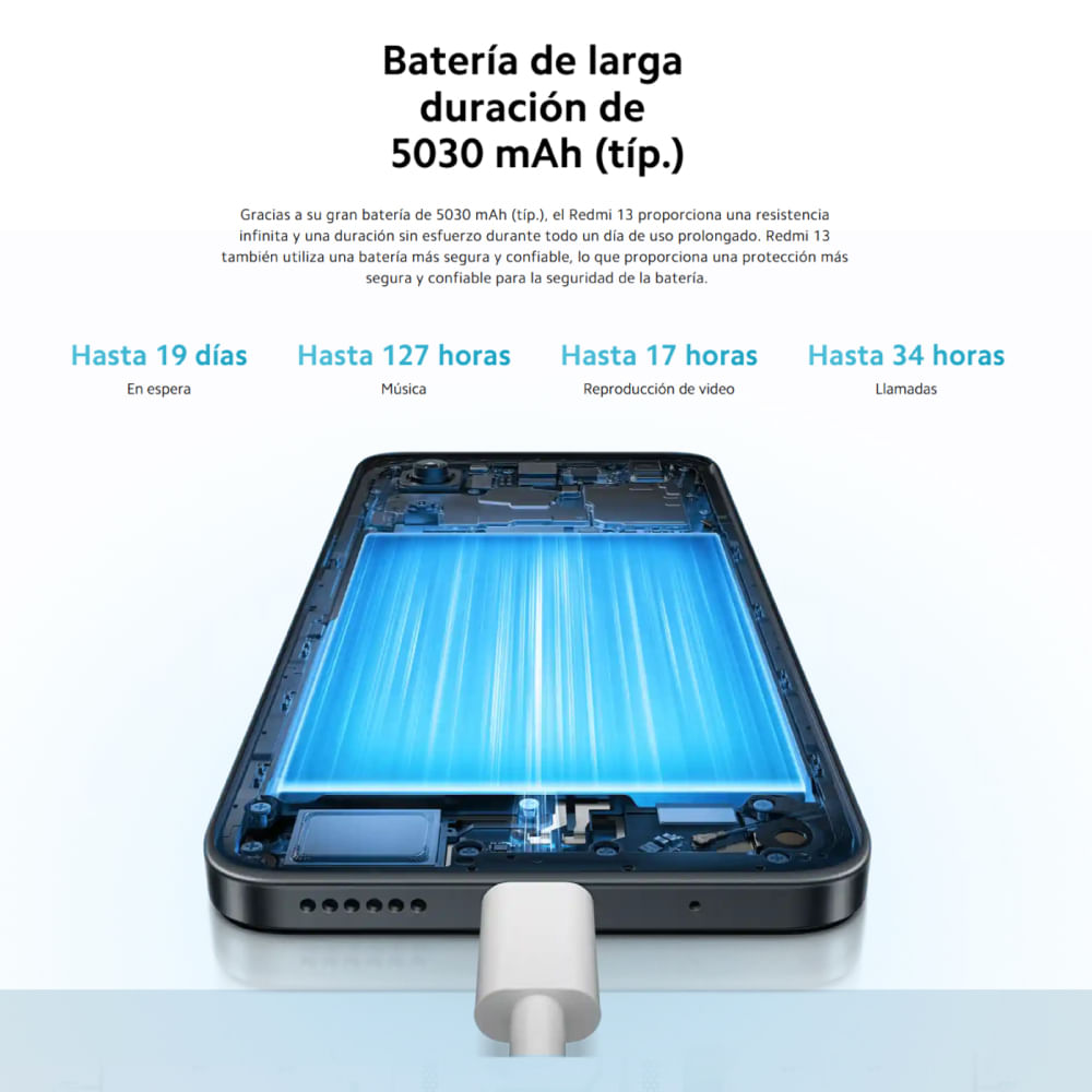 Xiaomi Redmi 13 256GB 8GB Ram Negro Cámara Dual 108MP, Pantalla FHD+ 6.79”, Batería 5030mAh ...