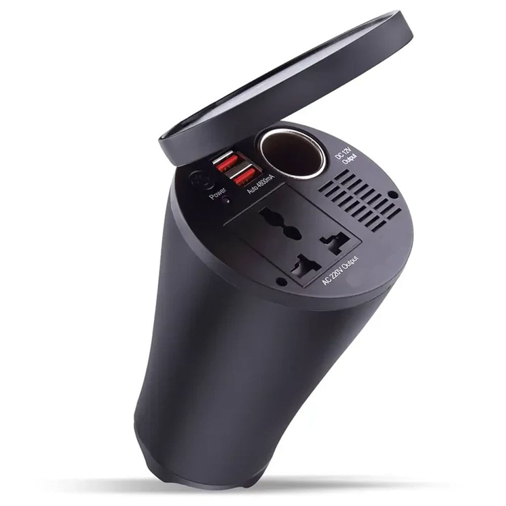 Inversor de Corriente para Auto Portavasos 12v a 220v 2 USB 4.8A 150w | plazaVea - plazaVea