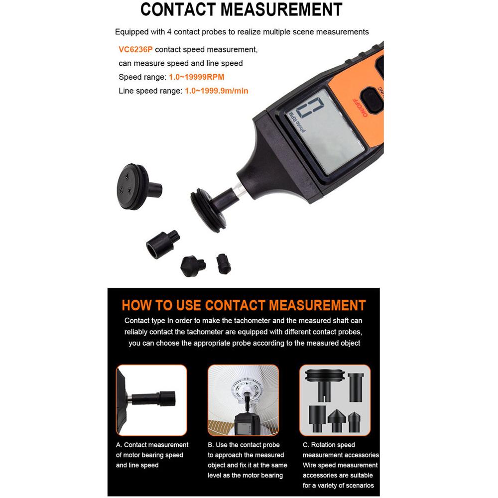 Tacómetro Digital 2 en 1 de Contacto y Láser - VICTOR 6236P | plazaVea - plazaVea