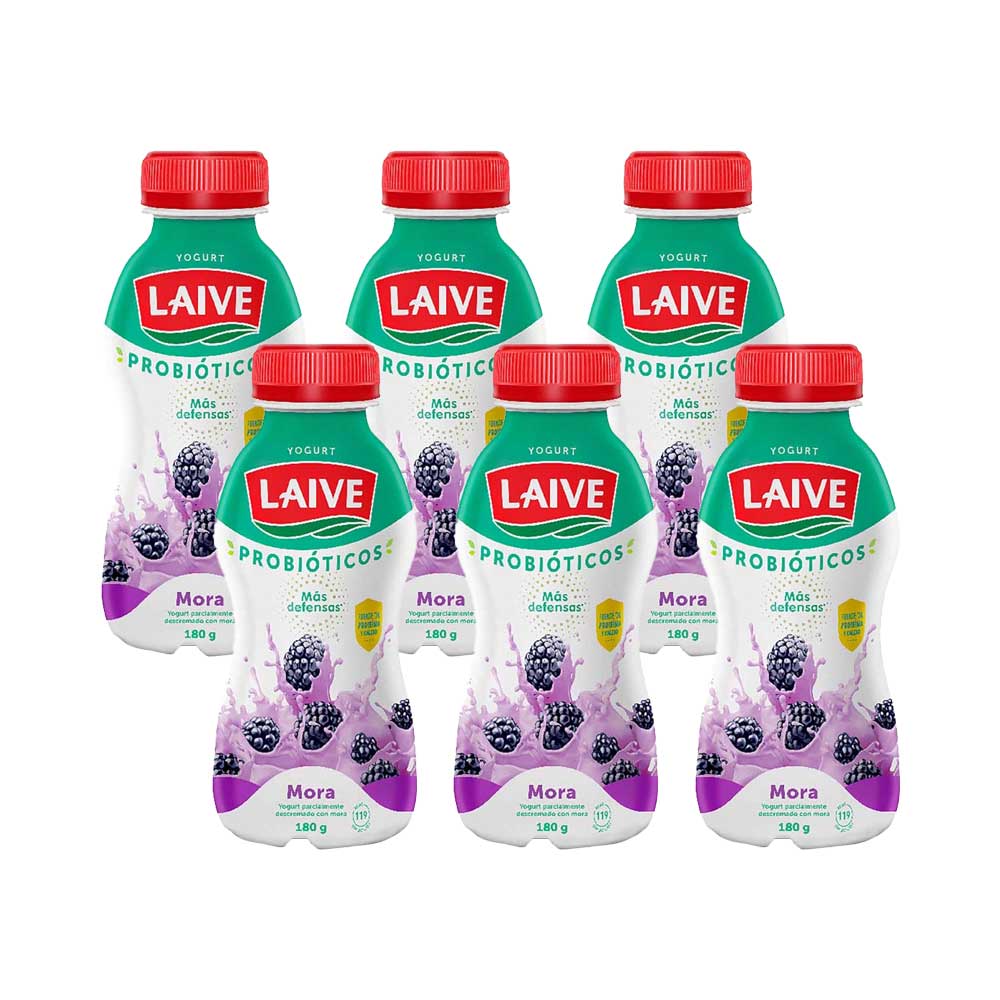 Pack Yogurt Probiótico LAIVE Sabor a Mora Botella 180g x 6un | plazaVea ...