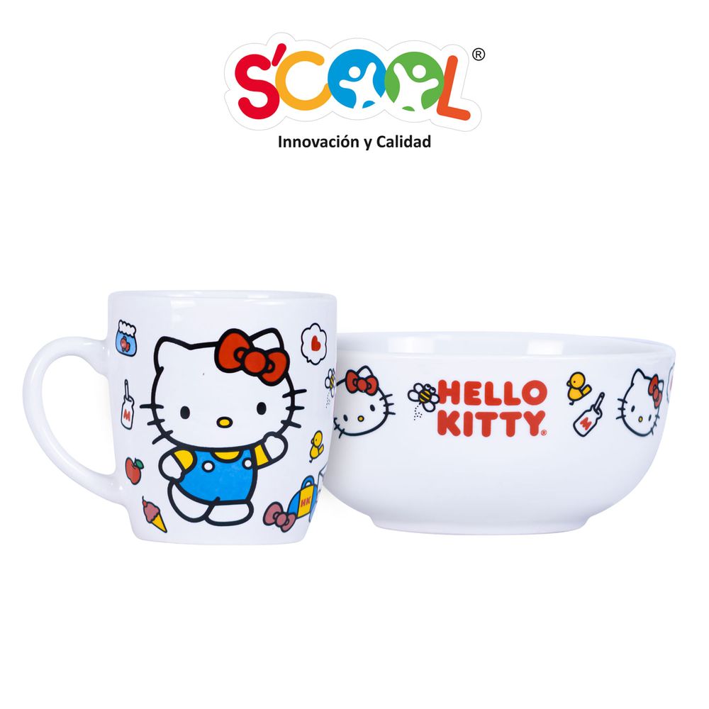 Set De Cerámica Scool Taza + Bowl Hello Kitty - plazaVea