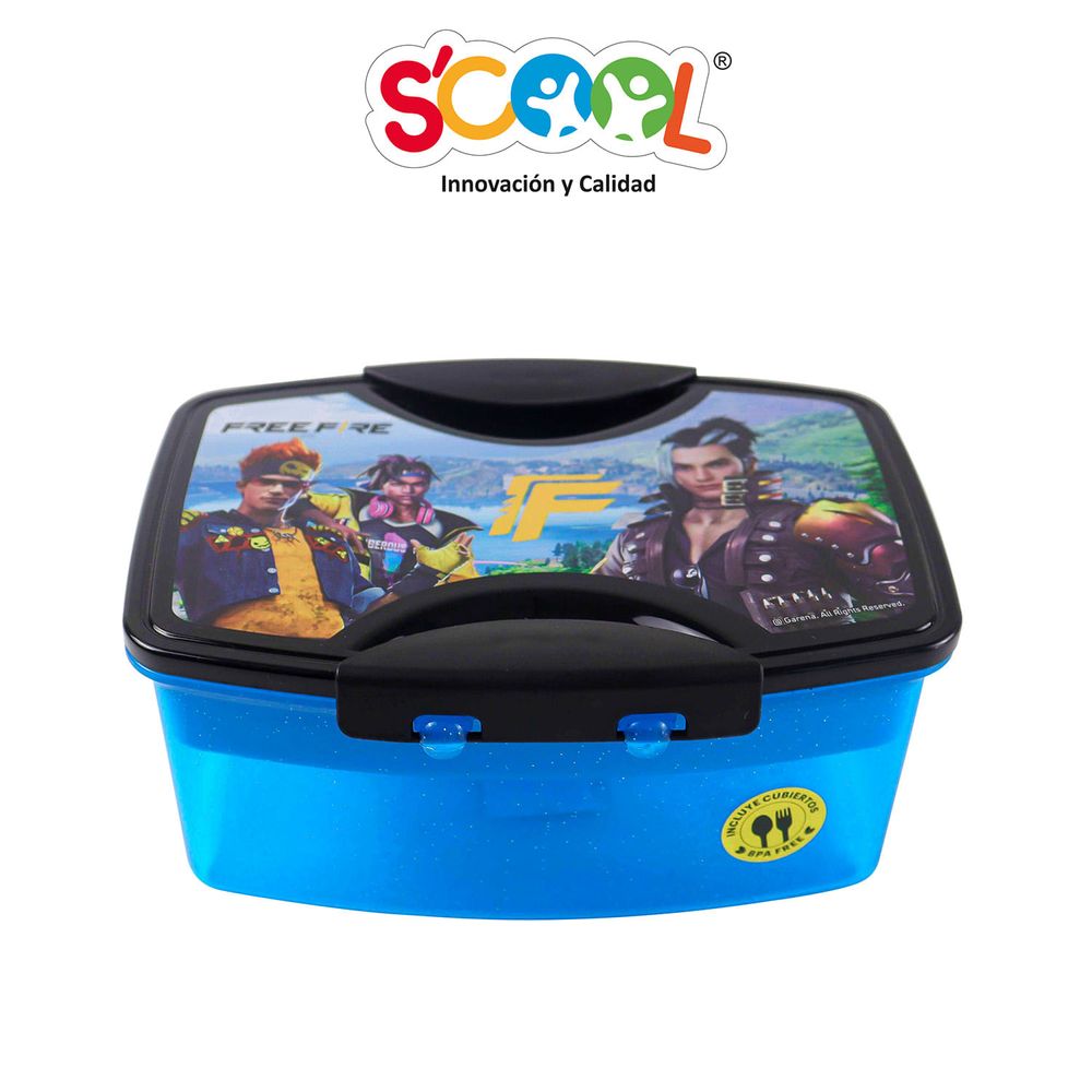 Taper Scool Con Divisiones Y Cubiertos 1.1 Lt Free Fire - plazaVea