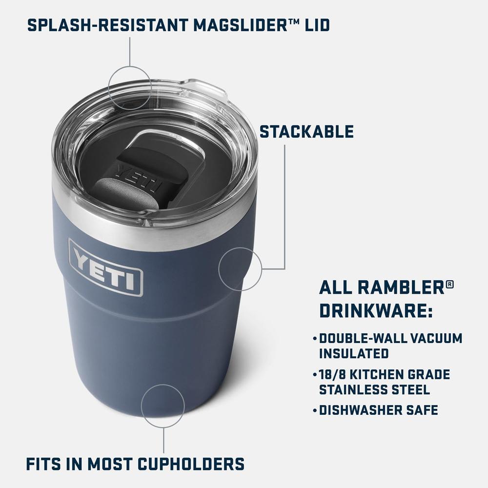 YETI Rambler Vaso de 16 oz de acero inoxidable con tapa MagSlider color ...