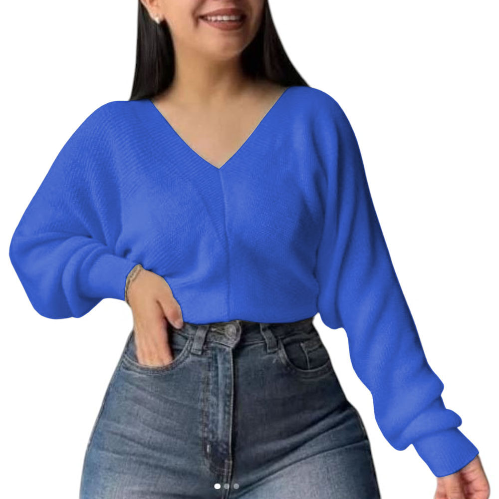 Chompa Mujer Hilo Espalda Descubierta 474G Lid-25 Color Celeste - plazaVea