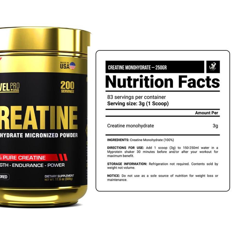 Creatina 500gr Level Pro 100% Pure Creatine + Shaker | plazaVea - plazaVea