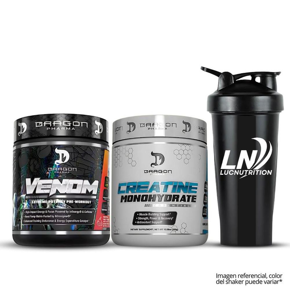 Venom 40 Serv Fruit Punch + Creatina Dragon Pharma 300 g + shaker ...