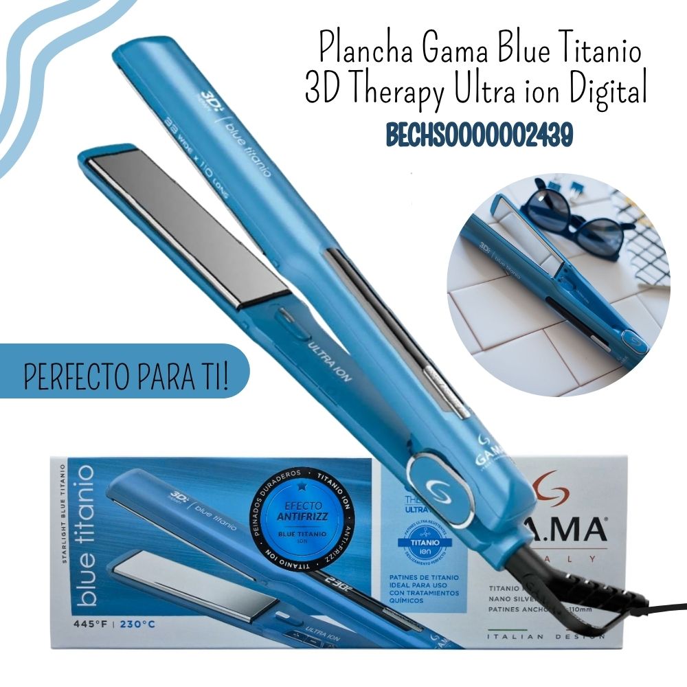 PLANCHA GAMA BLUE TITANIO 3D THERAPY ULTRA ION - DIGITAL - plazaVea