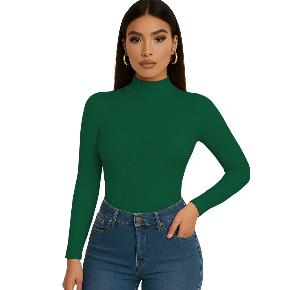 Polo Cafarena Manga Larga Rib Grueso Sab-16 Color Verde - plazaVea