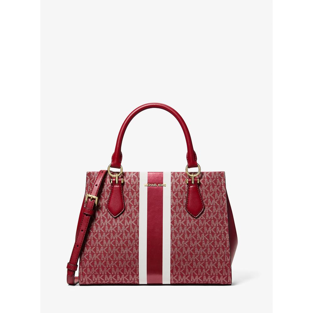 BOLSO SATCHEL CON RAYAS Y LOGO DE LA FIRMA MARILYN MICHAEL KORS ...