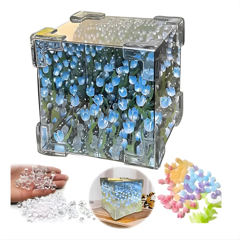 Cubo Armable de Tulipanes Infinitos Azul Efecto espejo - plazaVea