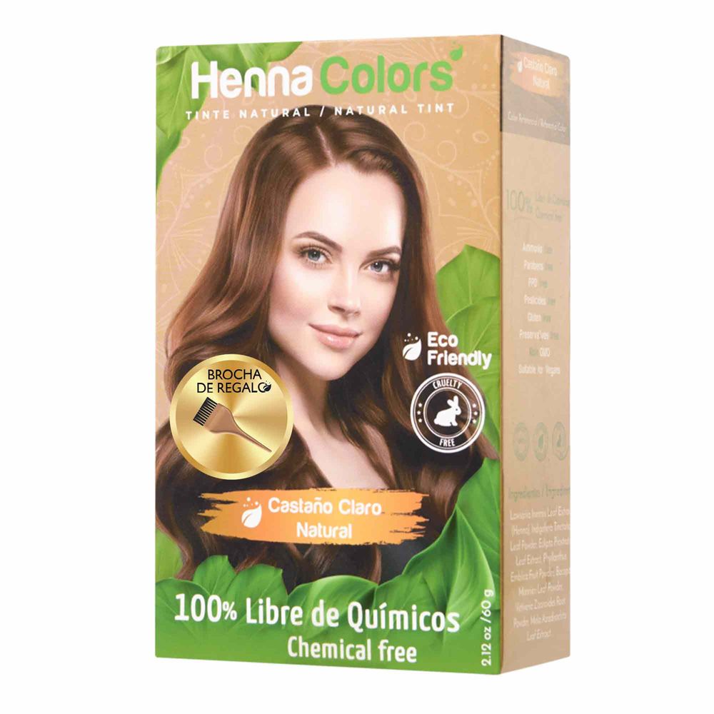 Tinte para Cabello HENNA COLOR Castaño Claro 100% Caja 1un - plazaVea