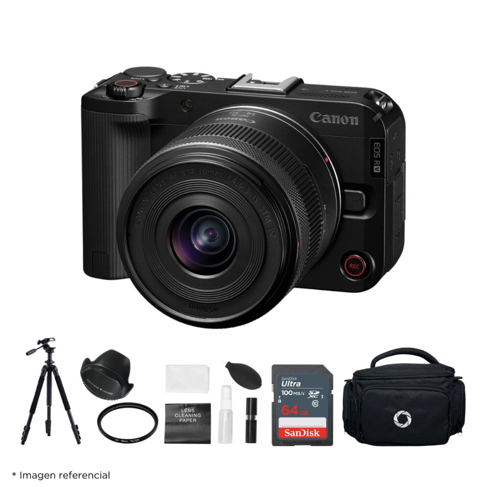 Cámara Mirrorless EOS R50V + Lente RF-S 14-30mm f45-63 IS STM + Kit ...