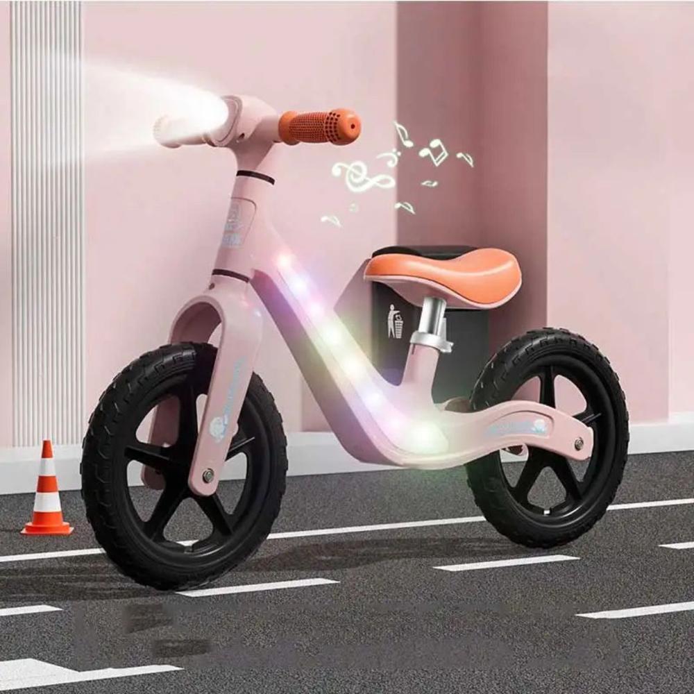 Bicicleta Premium Balance con Luz Led y Música para Niños color Rosado ...