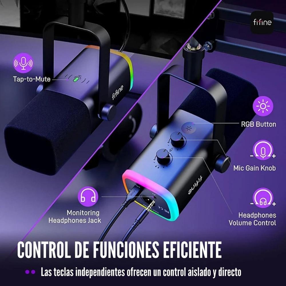 Micrófono Fifine Ampligame AM8T XLR/USB (Incluye Brazo) - Negro - plazaVea