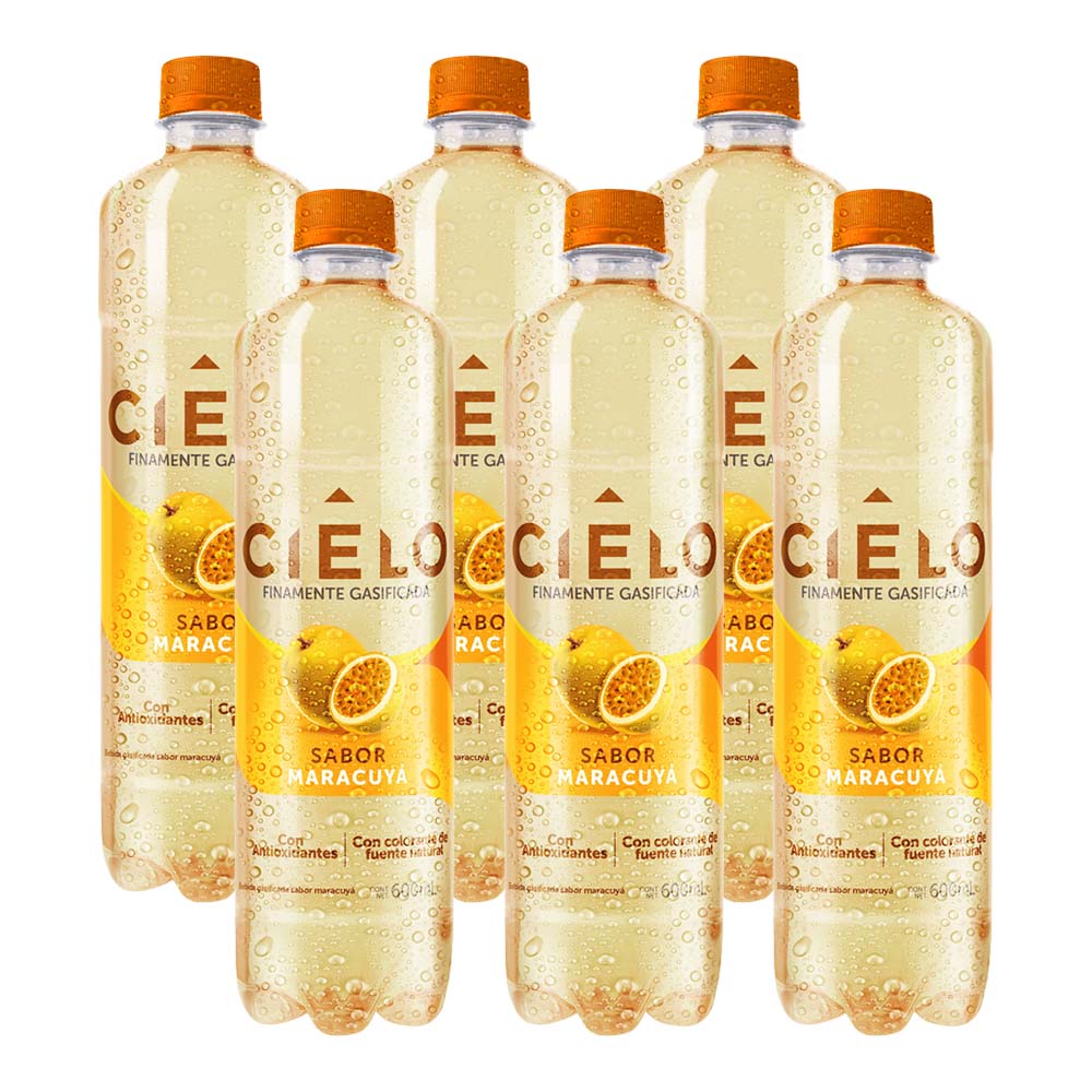 Pack Agua con Gas CIELO Sabor a Maracuyá Botella 600ml x 6un | plazaVea ...