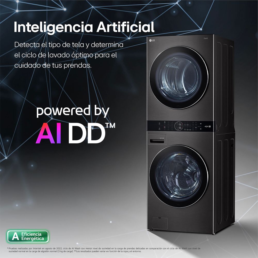 Centro de Lavado LG WashTower Carga Frontal WK22BS6 22/16 Kg Negro ...