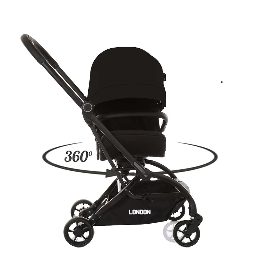 COCHE DE BEBE LONDON ROTACION DE 360 VIAJERO COLOR NEGRO | plazaVea ...