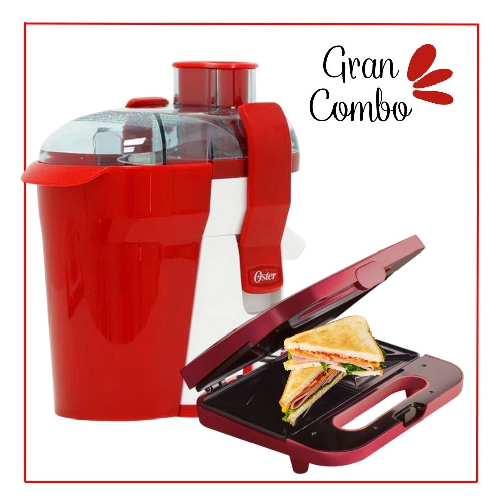 COMBO OSTER EXTRACTOR DE JUGOS DE 400 WATTS ROJO + SANDWICHERA OSTER ...