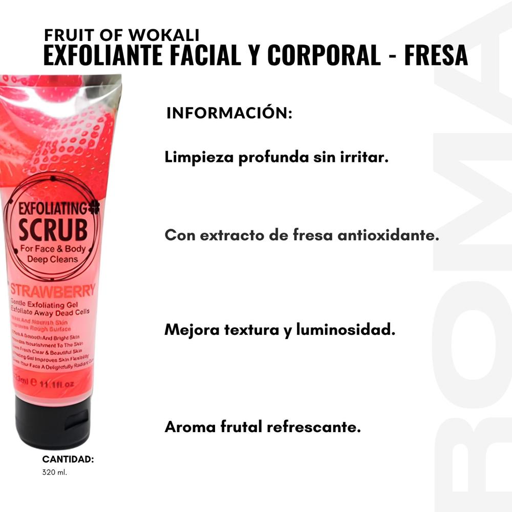 PACK 3 EXFOLIANTE FACIAL Y CORPORAL FRESA 320ML WOKALI | plazaVea ...
