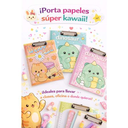 Tablero porta documentos kawaii con clip Pack x 3 diseños | plazaVea ...