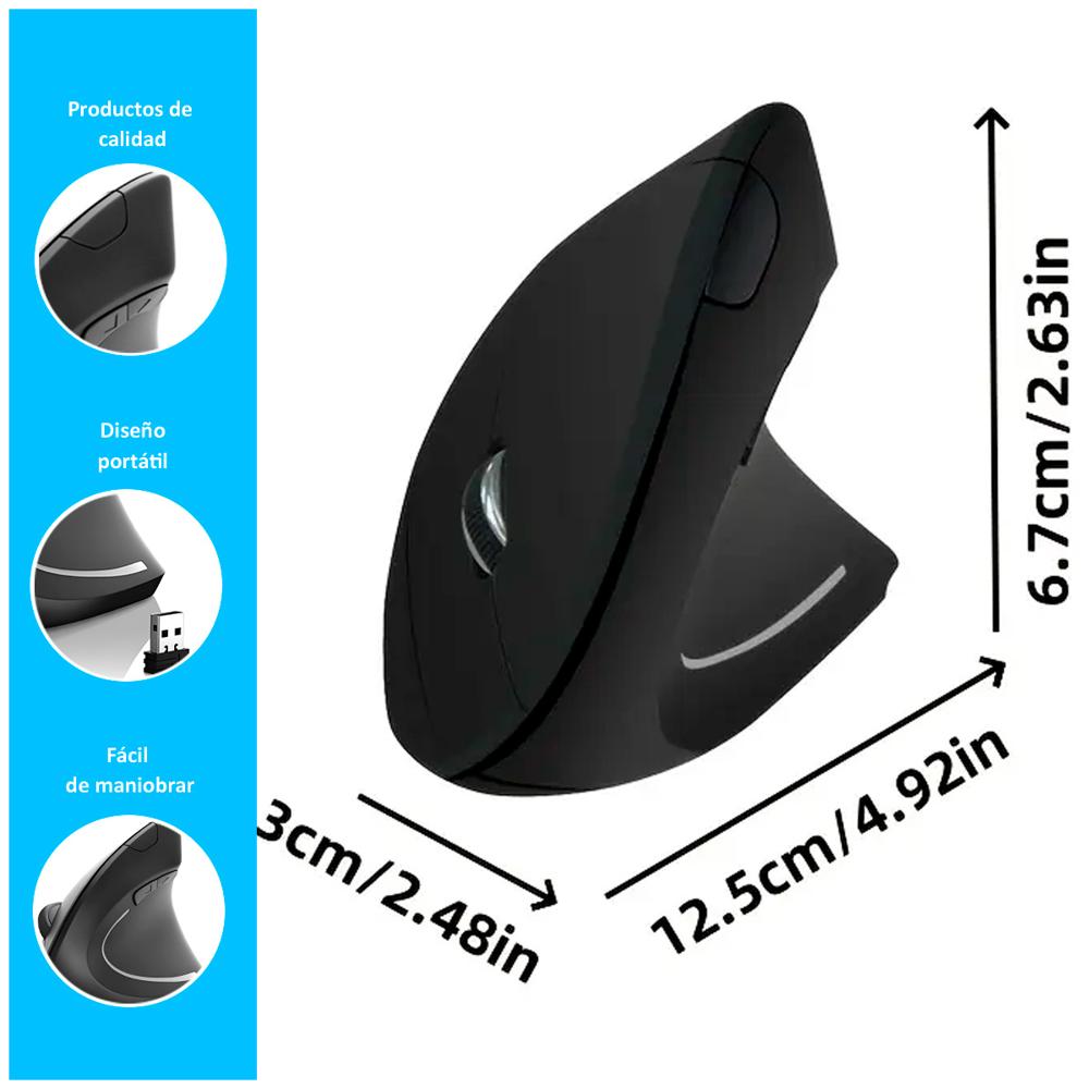 Mouse Vertical Inalámbrico Ergonómico USB - plazaVea