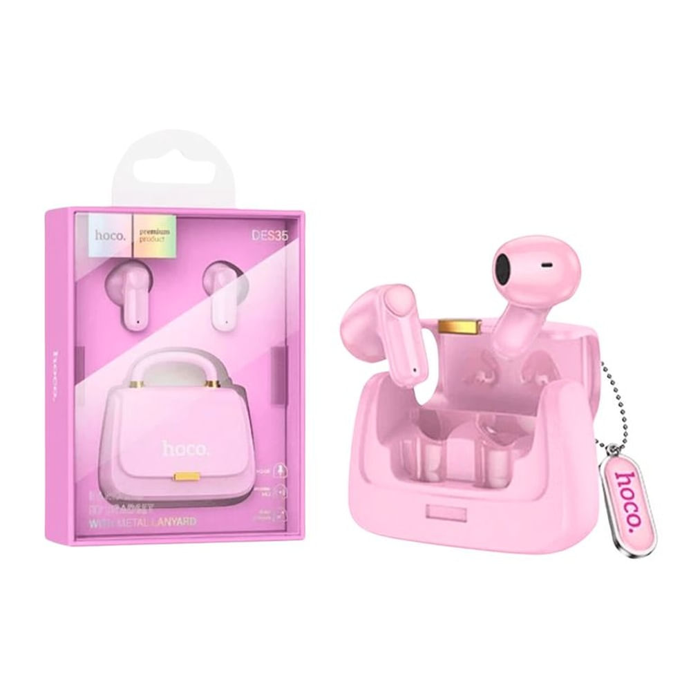 Audífonos Hoco con Estuche en Forma de Bolso- Rosado - plazaVea