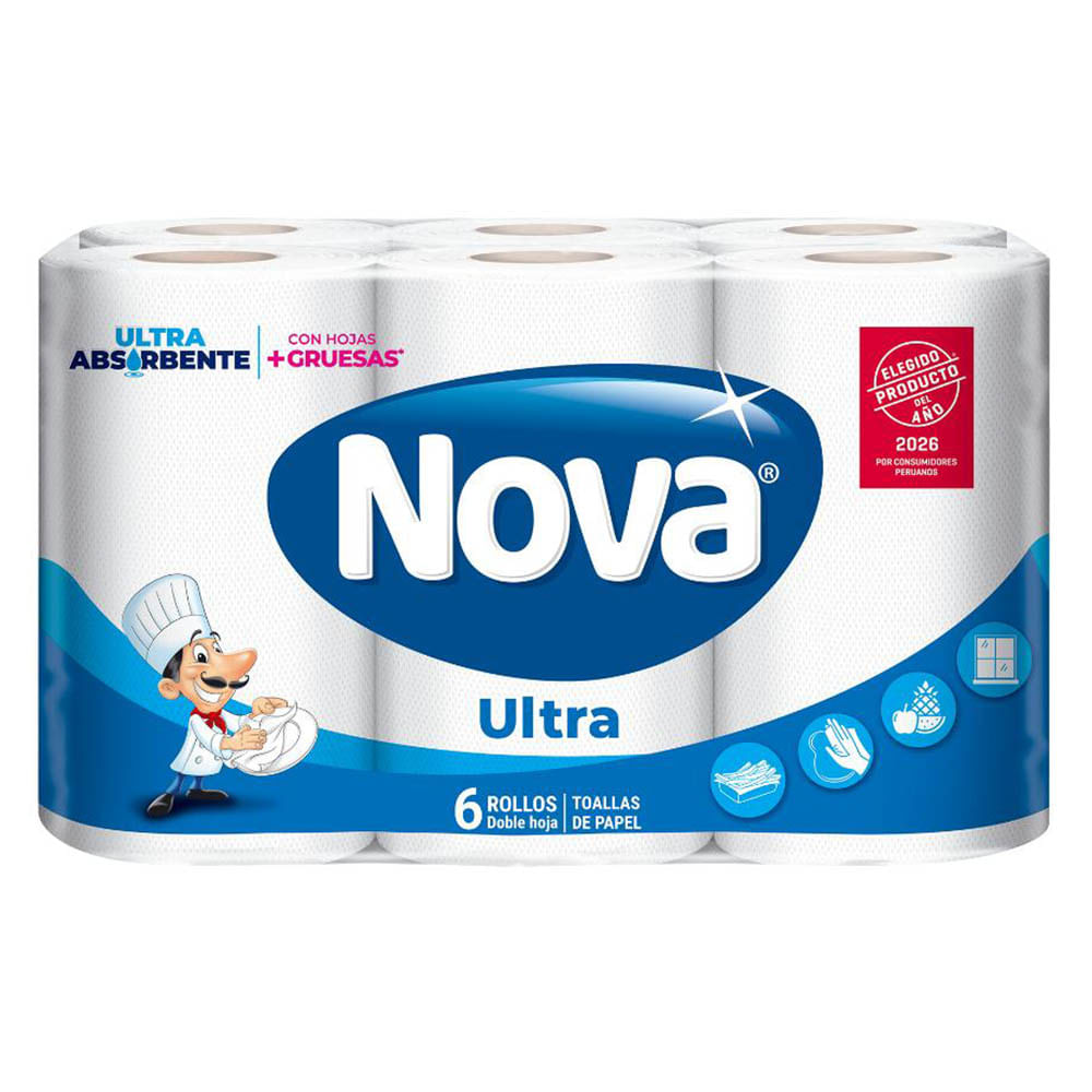 Papel Toalla NOVA Ultra Absorbente Paquete 6un - Makro