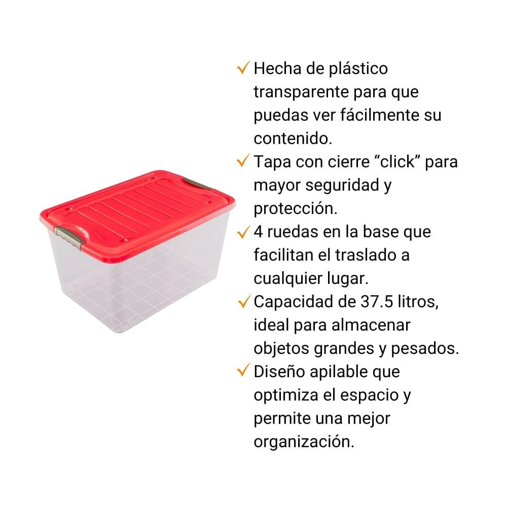Combo Reyplast: 4 Cajas Organizadora Movil Suprema #50 37.5 litros- con ...
