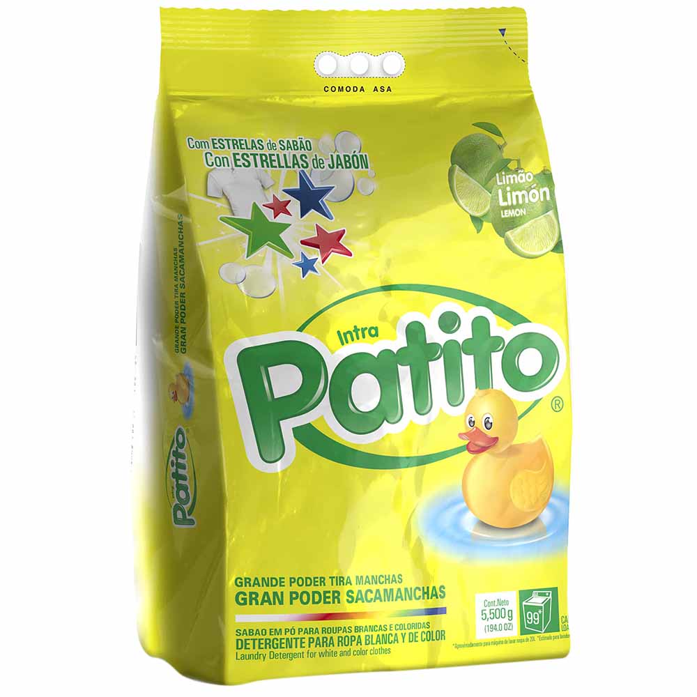 Detergente en Polvo PATITO Limón Bolsa 5.5Kg | plazaVea - Supermercado