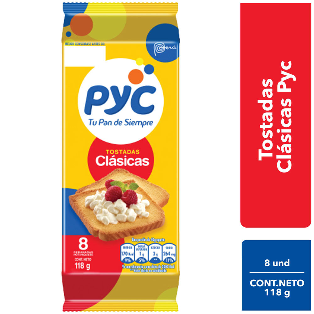 Tostadas PYC Clásicas Paquete 118g | plazaVea - Supermercado