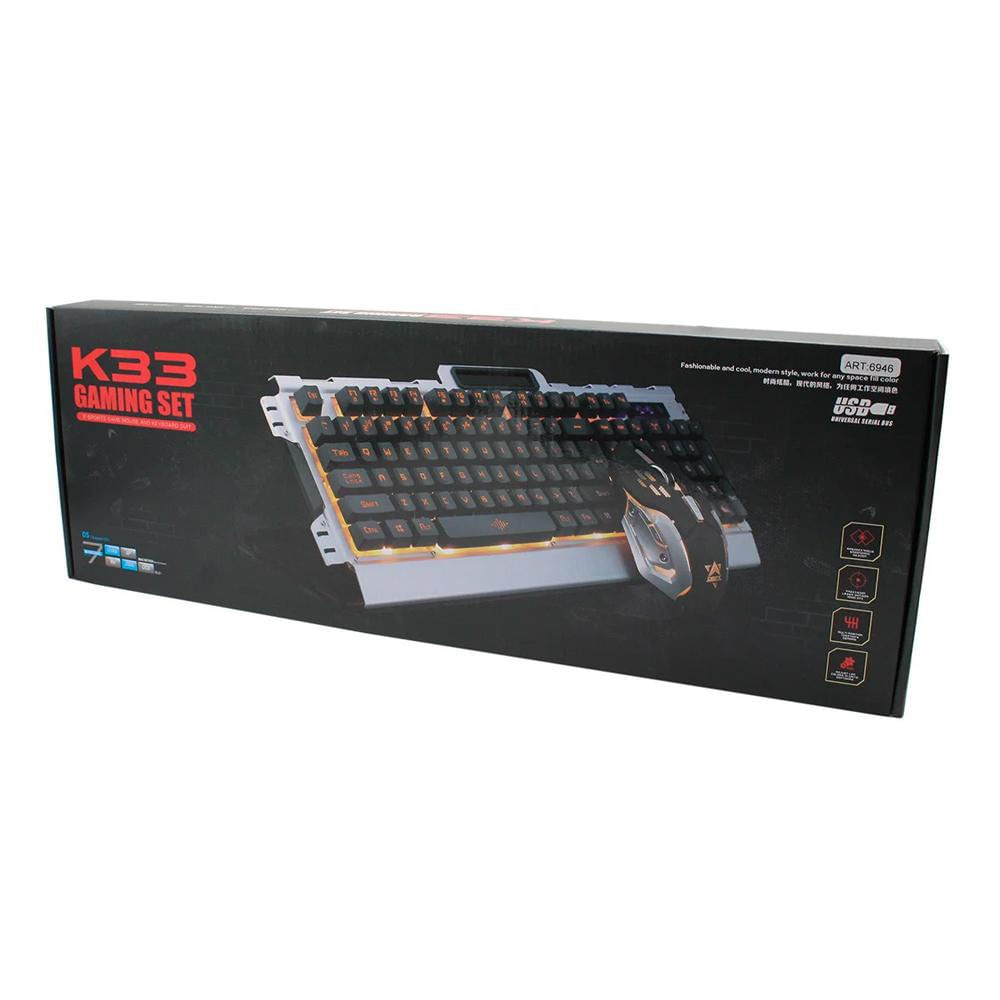 Combo Teclado y Mouse Gamer K33 Gaming Set Retroiluminado USB ...