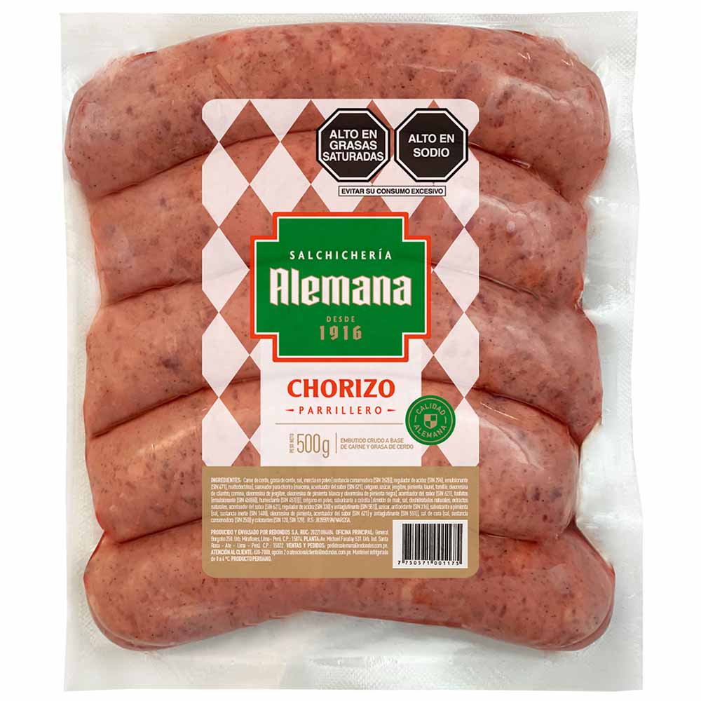 Chorizo Parrillero Precocido SALCHICHERÍA ALEMANA Paquete 500g ...