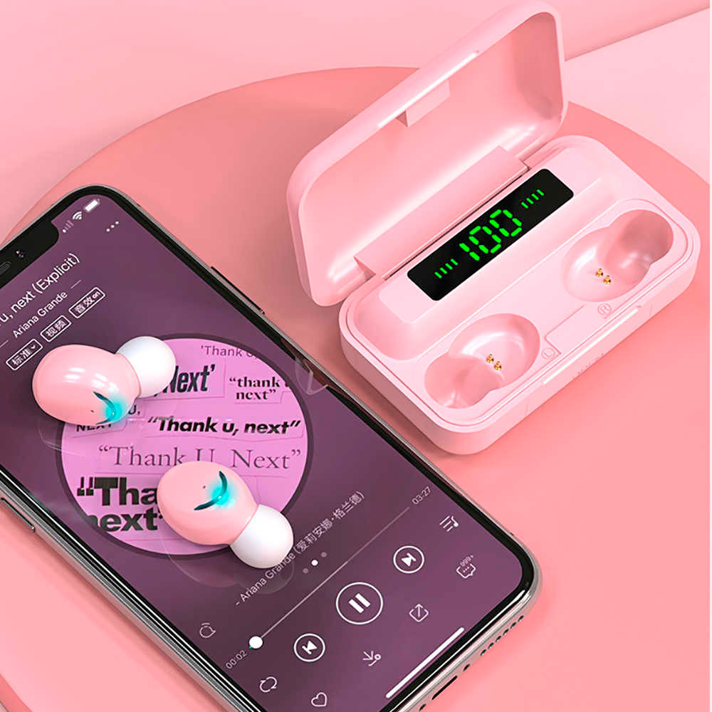 Audífonos Bluetooth F9 Rosado TWS Power Bank 2000 mAh | plazaVea - plazaVea