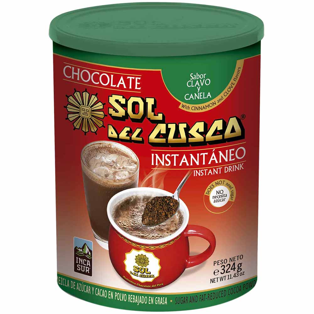Chocolate Instantáneo SOL DEL CUSCO con Canela y Clavo Pote 324g ...