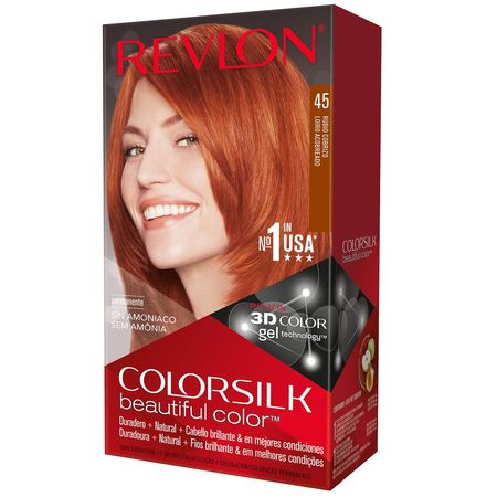 Tinte para Cabello REVLON Colorsilk 45 Rubio Cobrizo Caoba Caja 1un ...