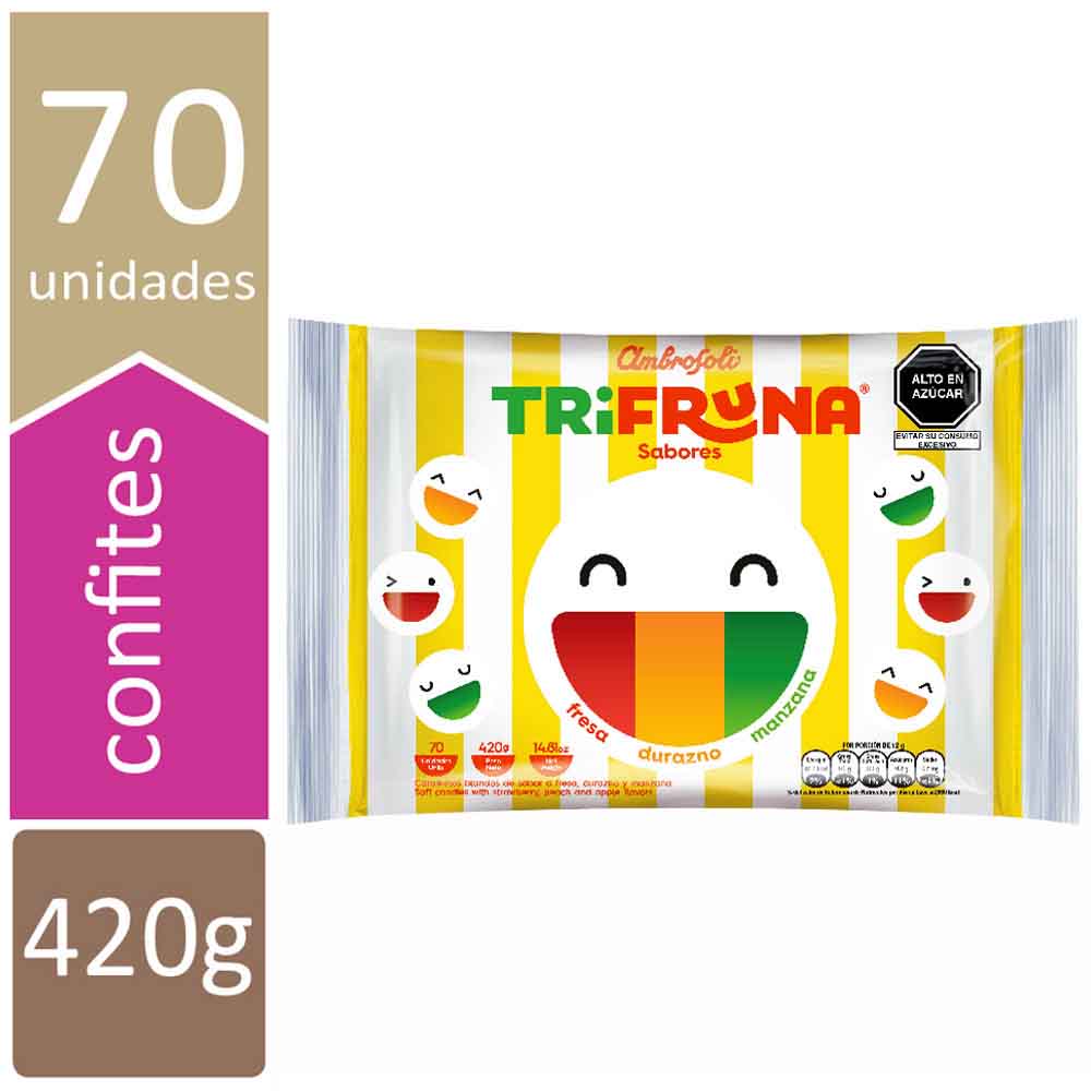 Caramelos Masticables AMBROSOLI Trifruna Manzana Fresa y Durazno Bolsa ...