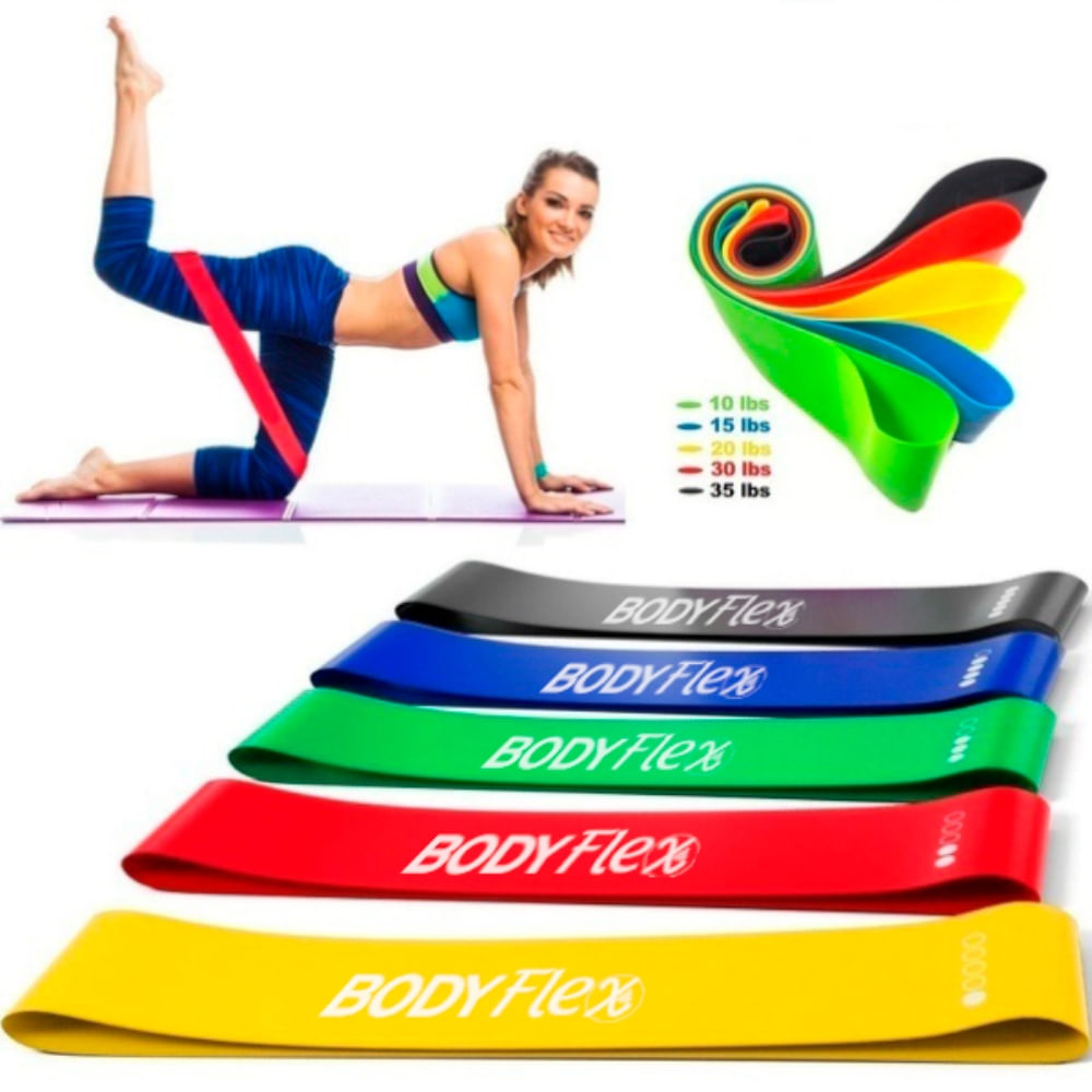 Bandas Ligas Elásticas de Resistencia Body Flex Pack 5 Multicolor ...