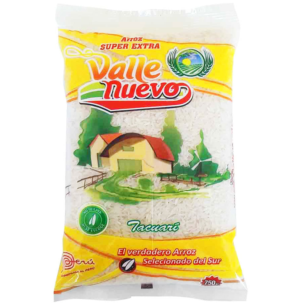 Arroz Súper Extra VALLE NUEVO Bolsa 750g | plazaVea - plazaVea